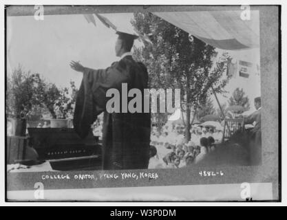 College orator, Pyeng Yang, Korea, Photograph shows a college Korean ...