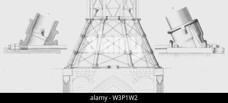 Cologne Cathedral, Crossing Tower, cutaway drawing of tip with details ...