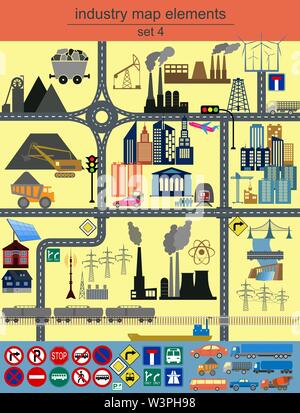 City isometric industrial factory infographics there are diagram ...