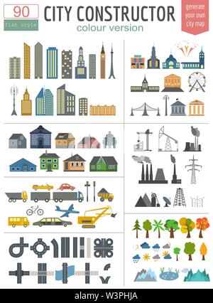 City map generator. Elements for creating your perfect city. Vector ...