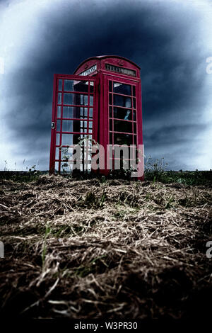 A red telephone box, for a public telephone designed by Sir Giles ...