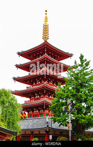Sensoji five-story pagoda, Buddhist temple complex, Senso-ji Temple, Asakusa, Tokyo, Japan Stock ...