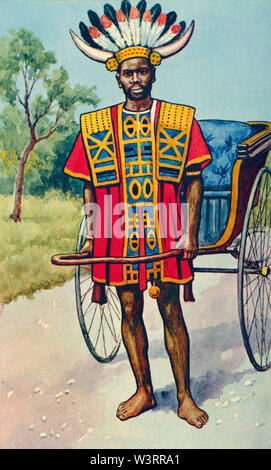 illustration of a jinricksha or rickshaw boy from Africa, from a set of ...