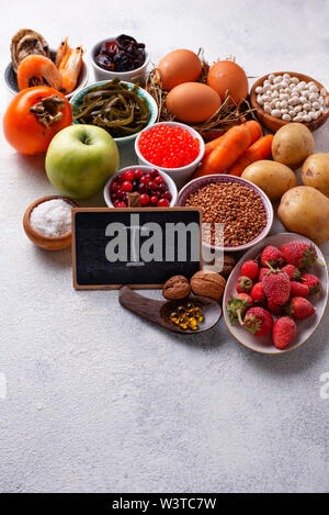 Healthy food containing iodine. Products rich in I Stock Photo - Alamy