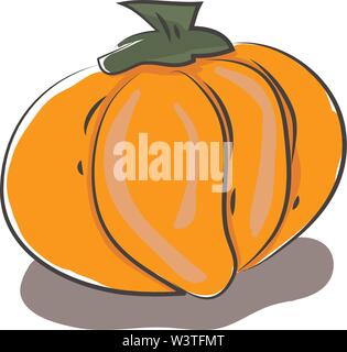 Orange Pumpkin with Leaves. Halloween Pumpkin Stock Vector Image & Art ...