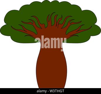 Big fat tree, illustration, vector on white background Stock Vector ...