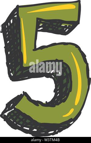 number five icon sign. Symbol chic colored sticky label on green ...