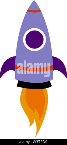 Purple space rocket, illustration, vector on white background Stock ...