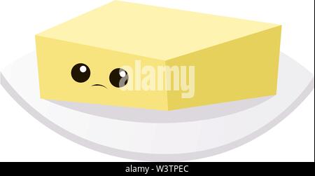 Sad butter, illustration, vector on white background Stock Vector Image ...