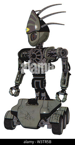Mech containing elements: grey alien style head, yellow eyes, heavy ...