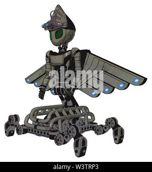 Droid containing elements: grey alien style head, green demon eyes ...