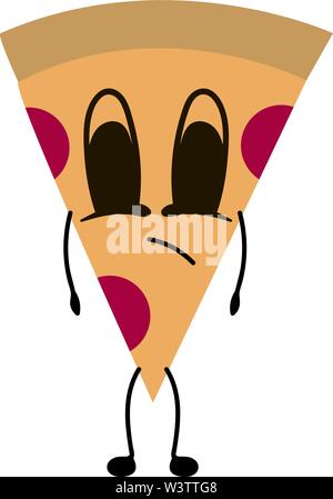 Sad pizza, illustration, vector on white background Stock Vector Image ...