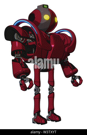 Mech containing elements: oval wide head, yellow eyes, green led ...