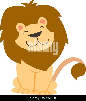 Cartoon funny baby lion on white background Stock Vector Image & Art ...