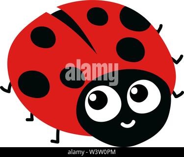 Cute ladybug. Funny small insect on flower. Vector illustration ...