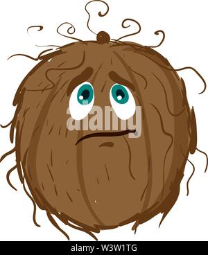 Cartoon character of coconut with what expression. Vector illustration ...