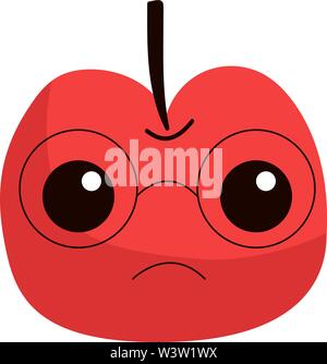 Vector Emoji red angry sad face with eyes and mouth on white background ...