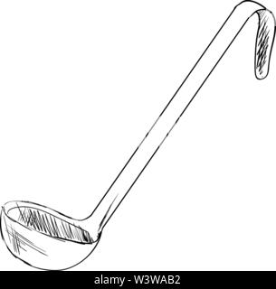 Ladle drawing, illustration, vector on white background Stock Vector ...