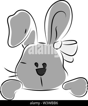 Cute funny bunny hand-drawn on a Christmas ball. Handwritten ...