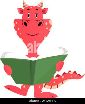 A happy cartoon dragon reading a book Stock Vector Image & Art - Alamy