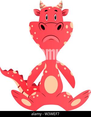 cute sad dragon. vector illustration. funny cartoon character Stock ...
