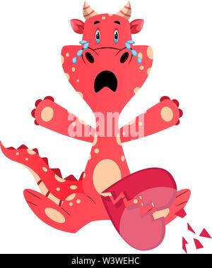 cute sad dragon. vector illustration. funny cartoon character Stock ...