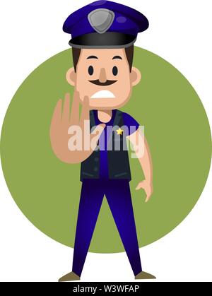 Police officer cartoon character on white background illustration Stock ...