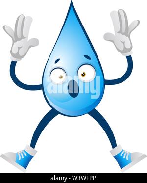 Cartoon jumping happy water drop character. Isolated vector cheerful ...