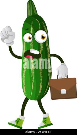 Angry cucumber, illustration, vector on white background Stock Vector ...
