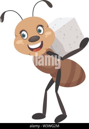 Cartoon red ant carrying sugar Stock Vector Image & Art - Alamy