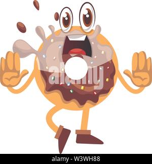 Character Cartoon of Chocolate Donut With Shocked Expression. With ...