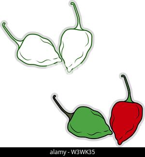 Illustration of habanero pepper plant Stock Vector Image & Art - Alamy