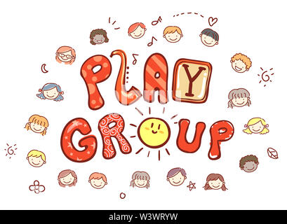 Illustration of a Play Group Lettering for Kids with Saxophone for ...