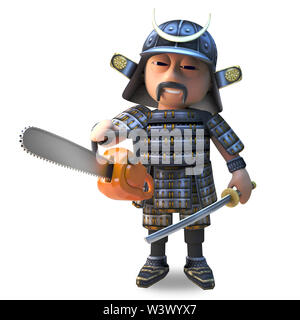 Cool Japanese samurai warrior in 3d holding his katana sword and a ...