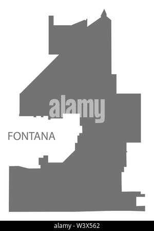 Fontana California city map with districts grey illustration silhouette ...