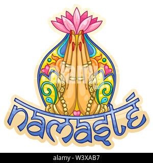 namaste indian hand culture salutation greeting illustration Stock ...