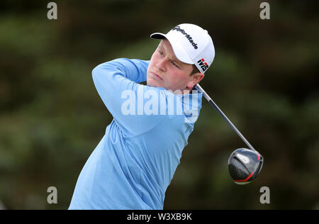 Scotland's Robert Macintyre tees off the 10th during the third preview ...