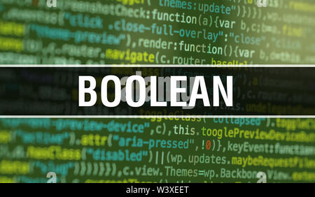 Boolean data with Binary code digital technology background. Abstract background with program ...