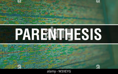 Parenthesis with Binary code digital technology background. Abstract ...