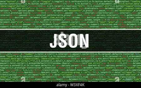 JSON with Abstract Technology Binary code Background.Digital binary ...