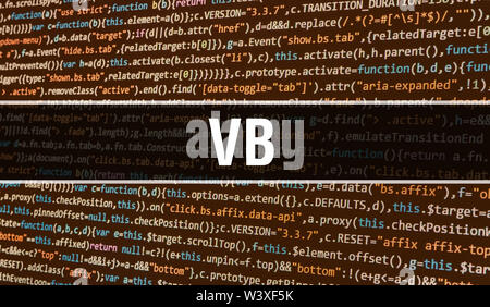 VB concept with Random Parts of Program Code.VB text written on ...