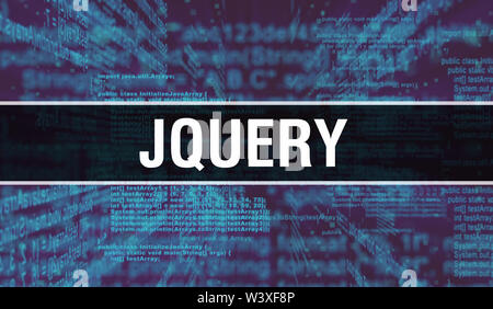 JQUERY with Digital java code text. JQUERY and Computer software coding vector concept ...
