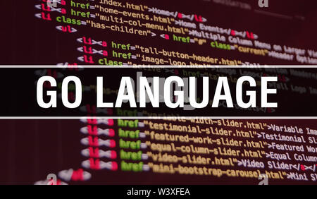 Go! concept illustration using code for developing programs and app. Go! website code with ...