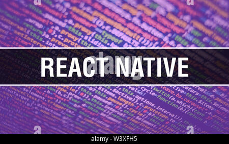 REACT NATIVE with Abstract Technology Binary code Background.Digital ...