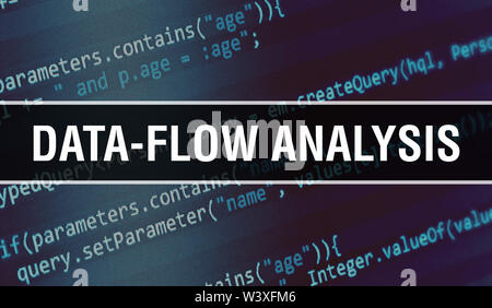 Data-flow analysis concept with Random Parts of Program Code.Data-flow analysis text written on ...