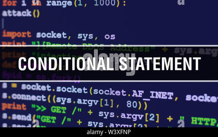 If statement text written on Programming code abstract technology ...