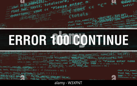 Error 100 with Binary code digital technology background. Abstract ...