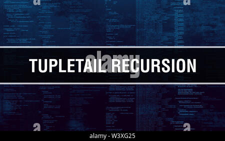 Recursion concept with Random Parts of Program Code.Recursion text ...