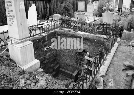 Large cross at a graveyard family plot at Littlehampton Cemetery in ...