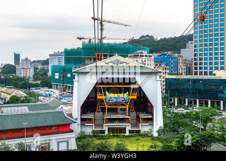 Cable car station and Queen cable car in the Sun World Halong park ...